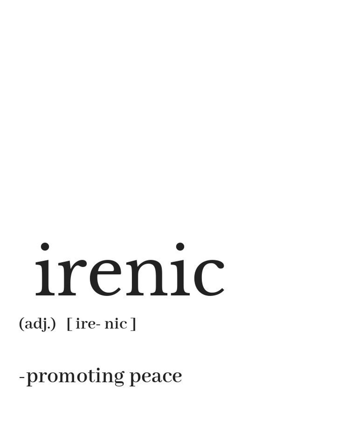 Digital Download Printable 8x10 Irenic Definition Beautiful Word and ...
