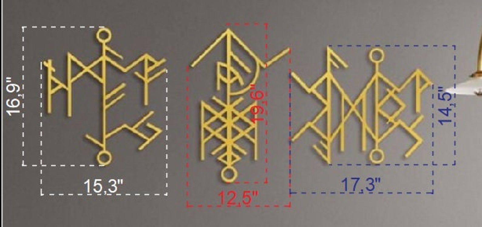 Gold Viking Rune Metal Wall Art, Nordic Decor Set - Etsy