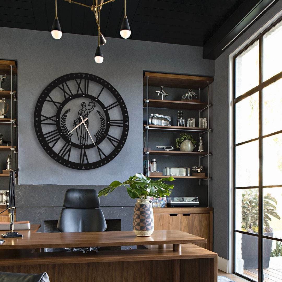 Lady Justice Metal Wall Clock: Lawyer Office Decor - Etsy