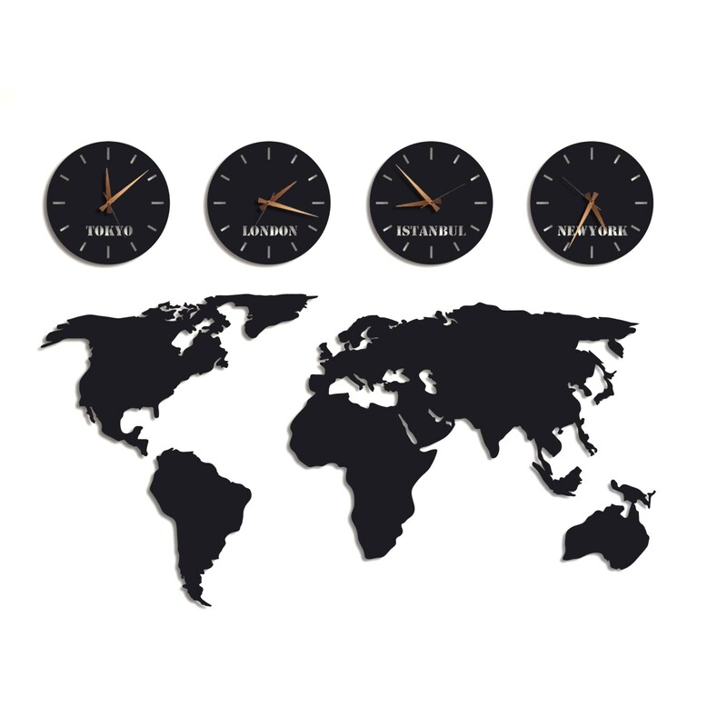 Travel Map With Clock - Etsy UK