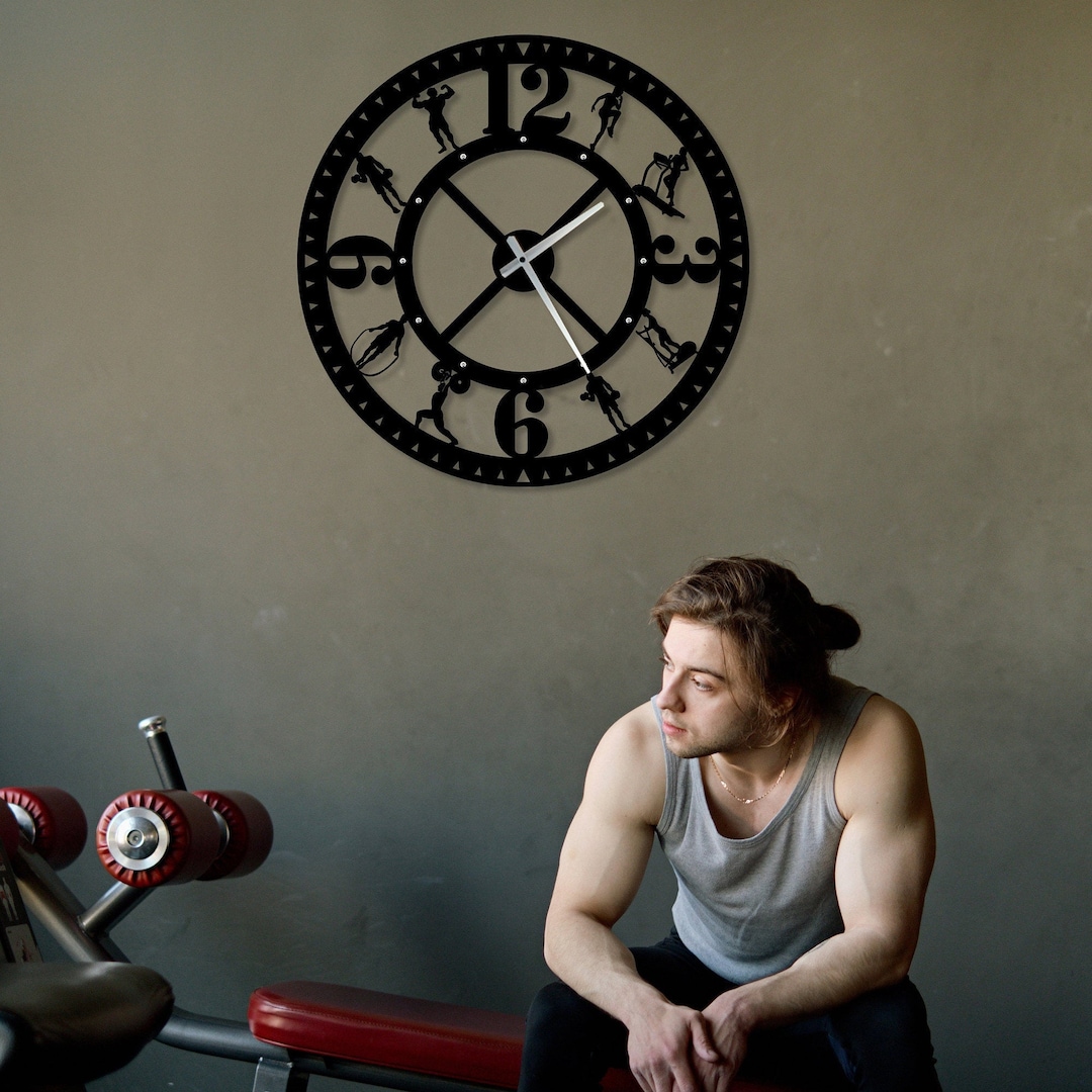 Gym Large Metal Wall Clock, Crossfit Wall Clock, Large Wall Clock ...