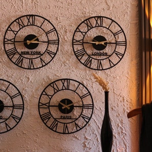 Custom Metal Wall Clock, Time Zone Clock, New Home Gift, Unique Silent ...