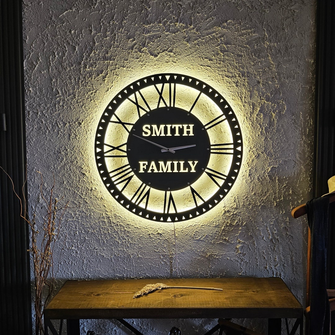 Custom Metal Wall Clock, Custom LED Clock, Large Wall Clock, Unique ...