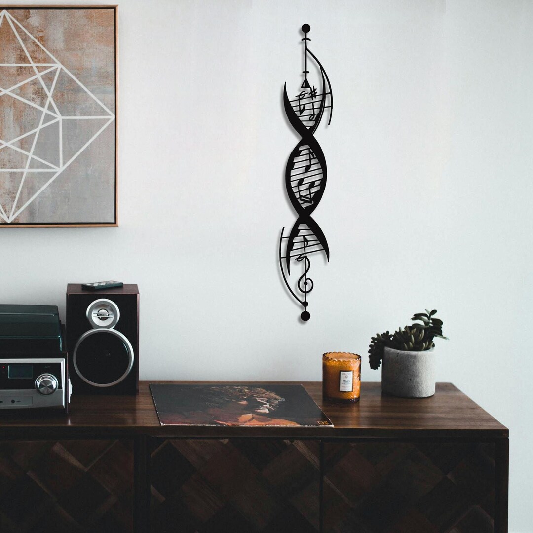 Elegant Musical Note Treble Clef Double Helix Metal Wall Art, Modern ...
