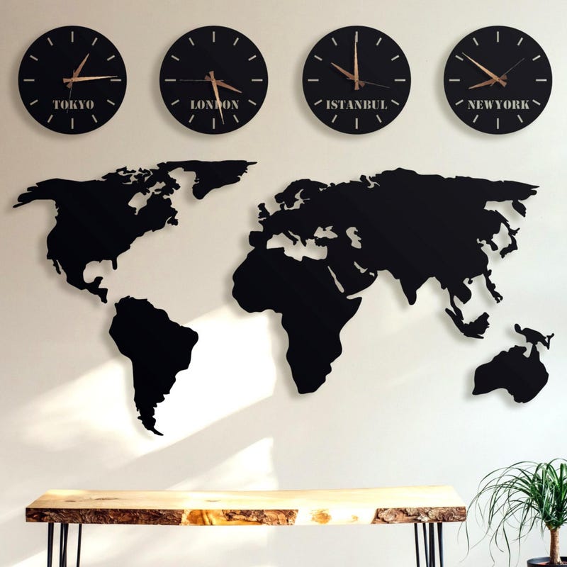Metal Wall Clock Map - Etsy