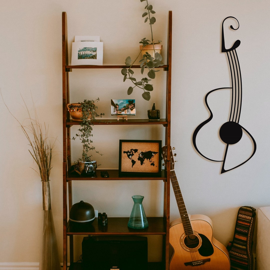 Guitar Metal Wall Art, Music Room Metal Wall Decor, Livingroom Modern ...