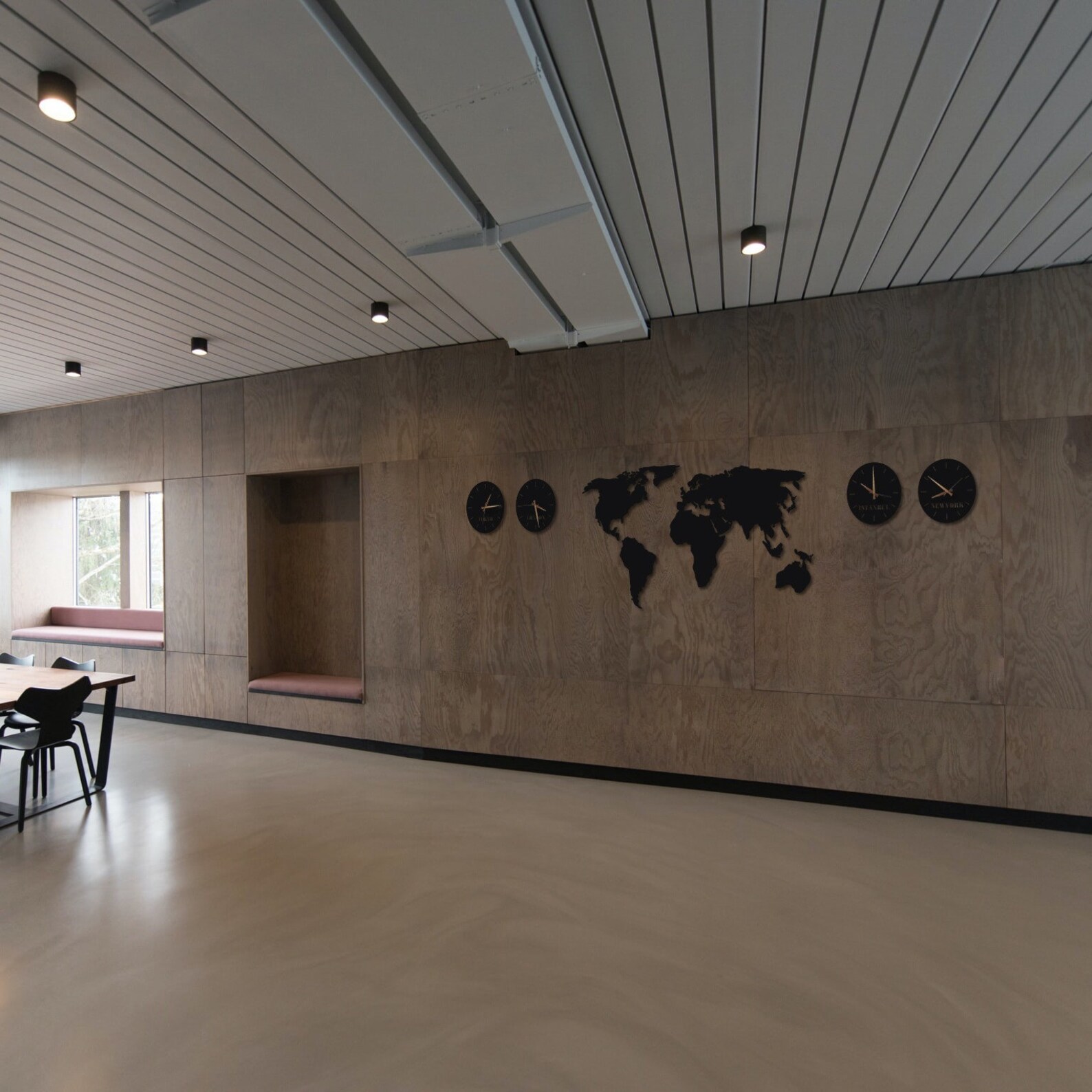 Metal World Map and Clocks Wall Art World Map Metal Set - Etsy