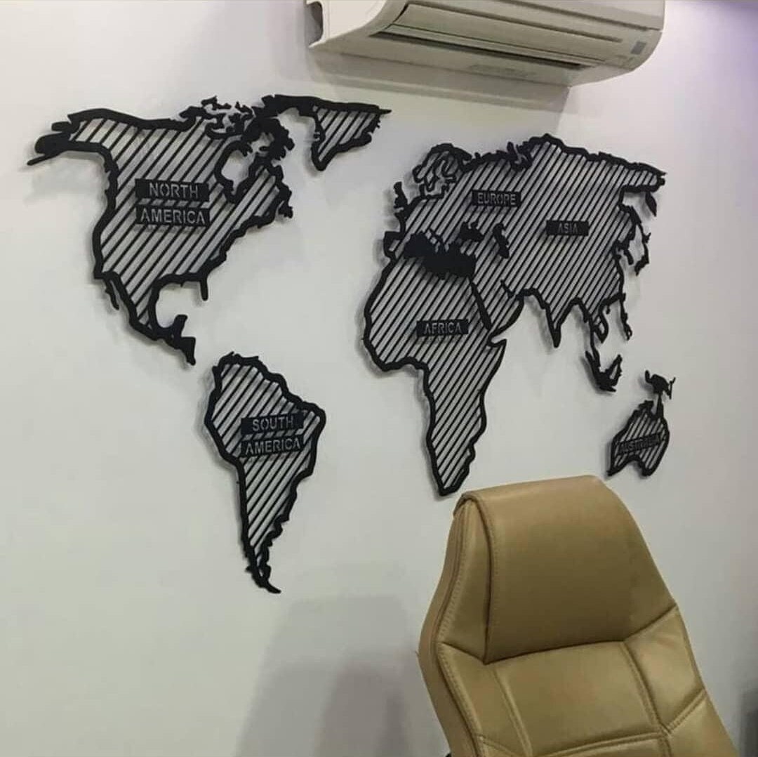 Metal World Map Art Large Metal Wall Art Continents World - Etsy