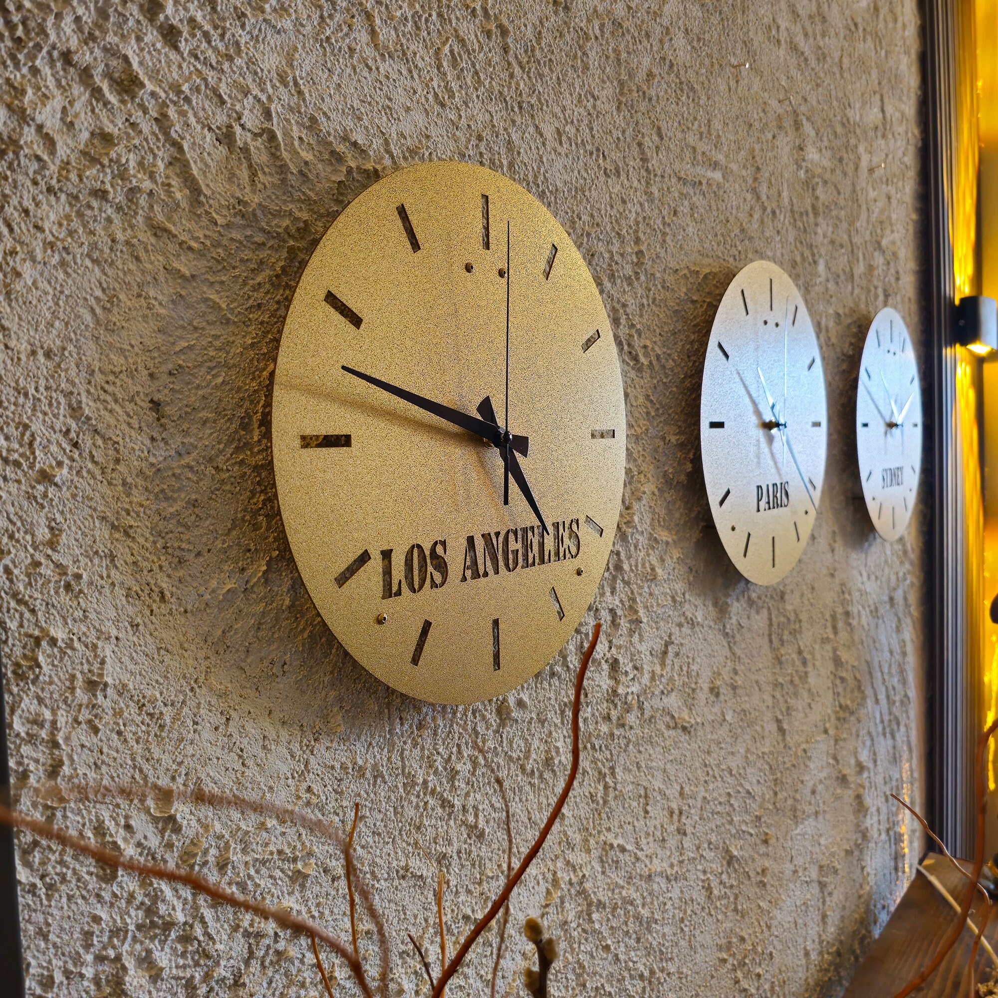 Custom Gold Metal World Clock: Personalized Time Zone Wall Art - Etsy