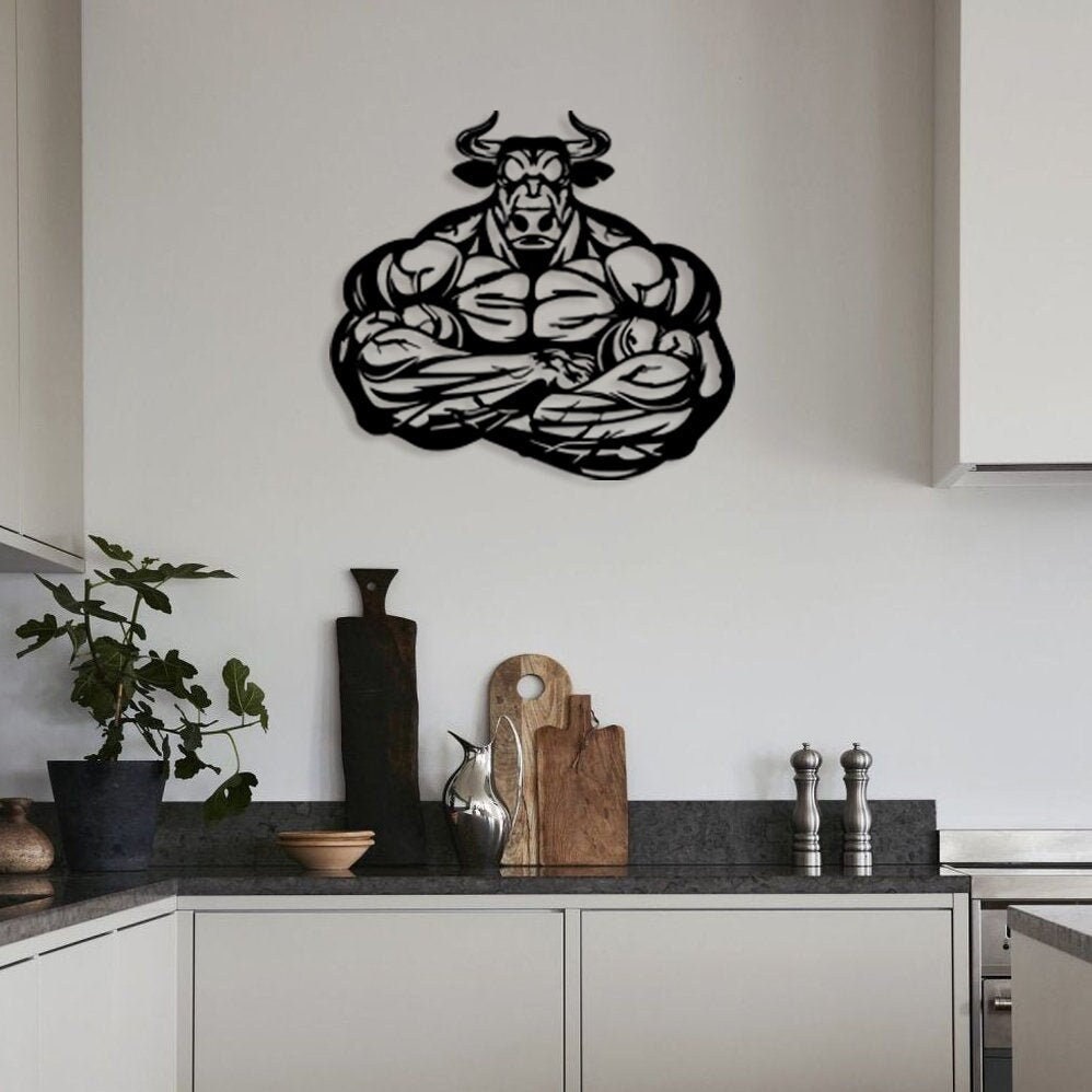 Bull Metal Wall Art, Metal Wall Decor, Bullfighting Figure, Bull ...