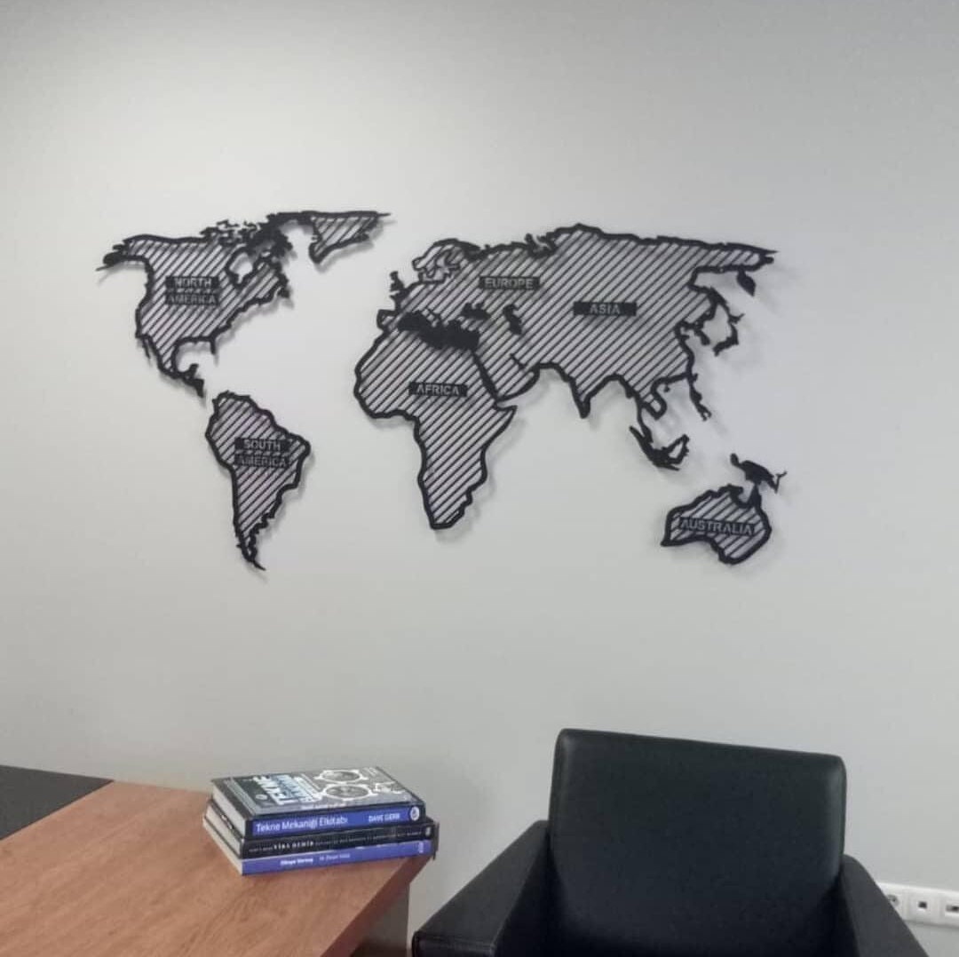 Metal World Map Art Large Metal Wall Art Continents World - Etsy