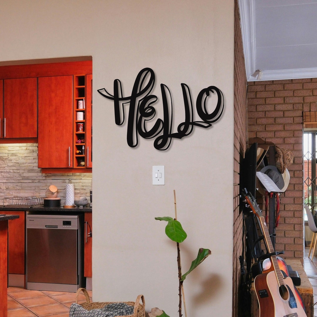 Hello Metal Sign, Front Porch Decor, Entryway Sign, Front Door Decor ...