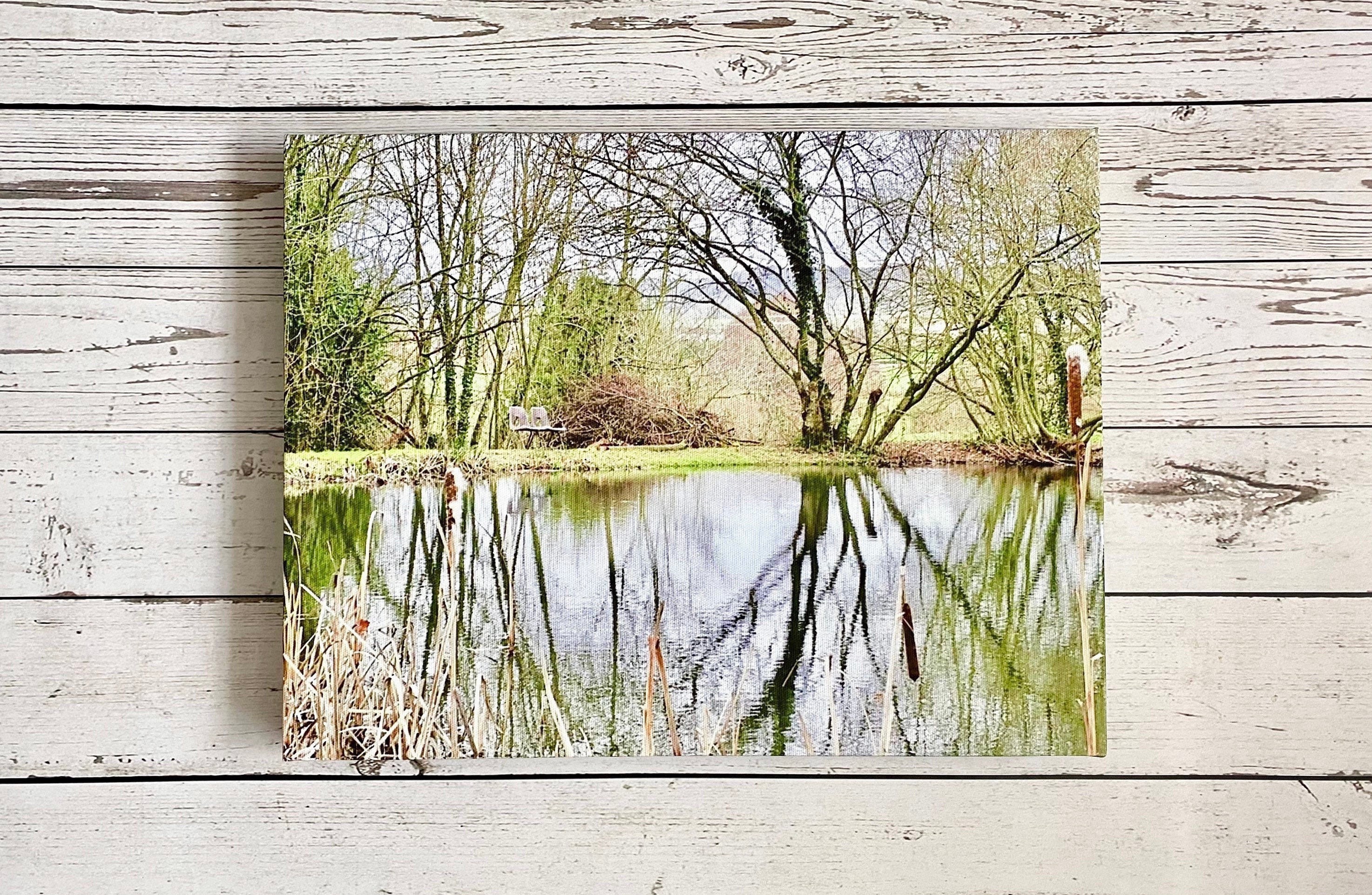Lake, Reflections, Fishing Lake, Colour, Photographic Canvas, Wall Art ...