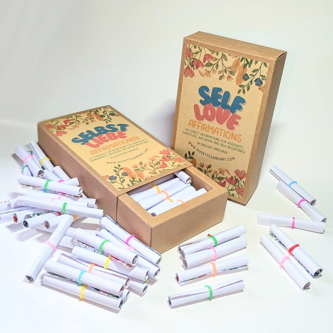 40 Affirmations in a Drawer Box for 40 Days Selflove 2 Languages - Etsy