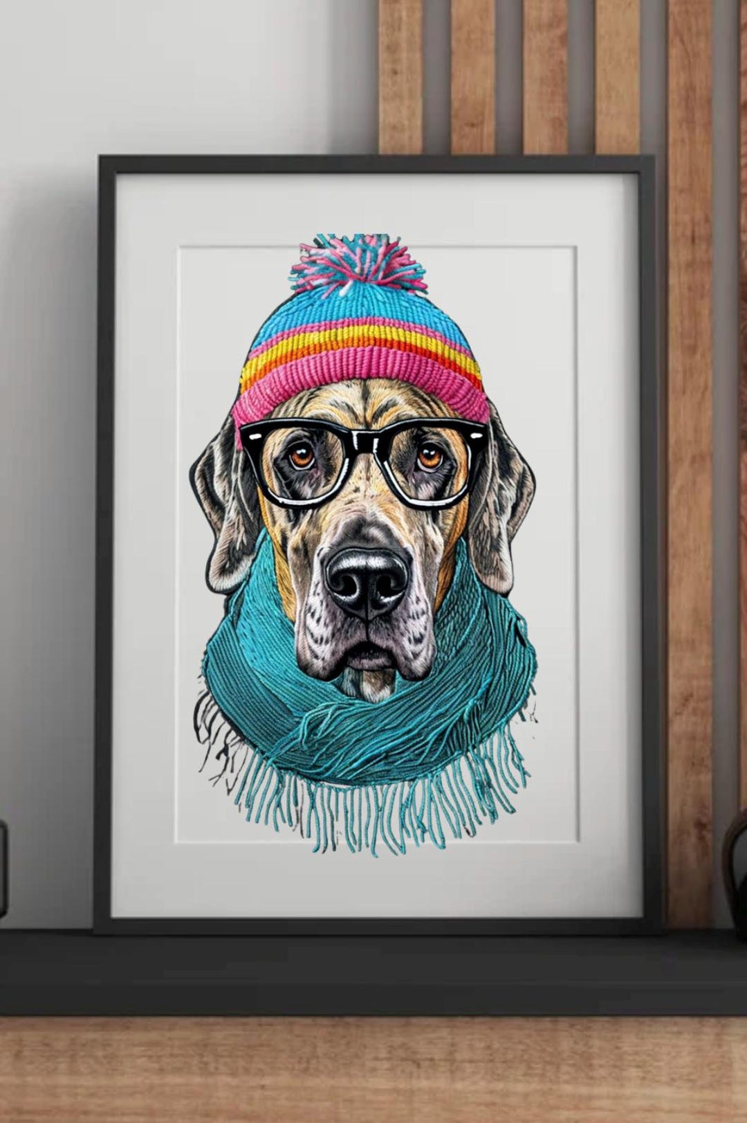 Stunning Embroidery Effect Great Dane Poster - Etsy