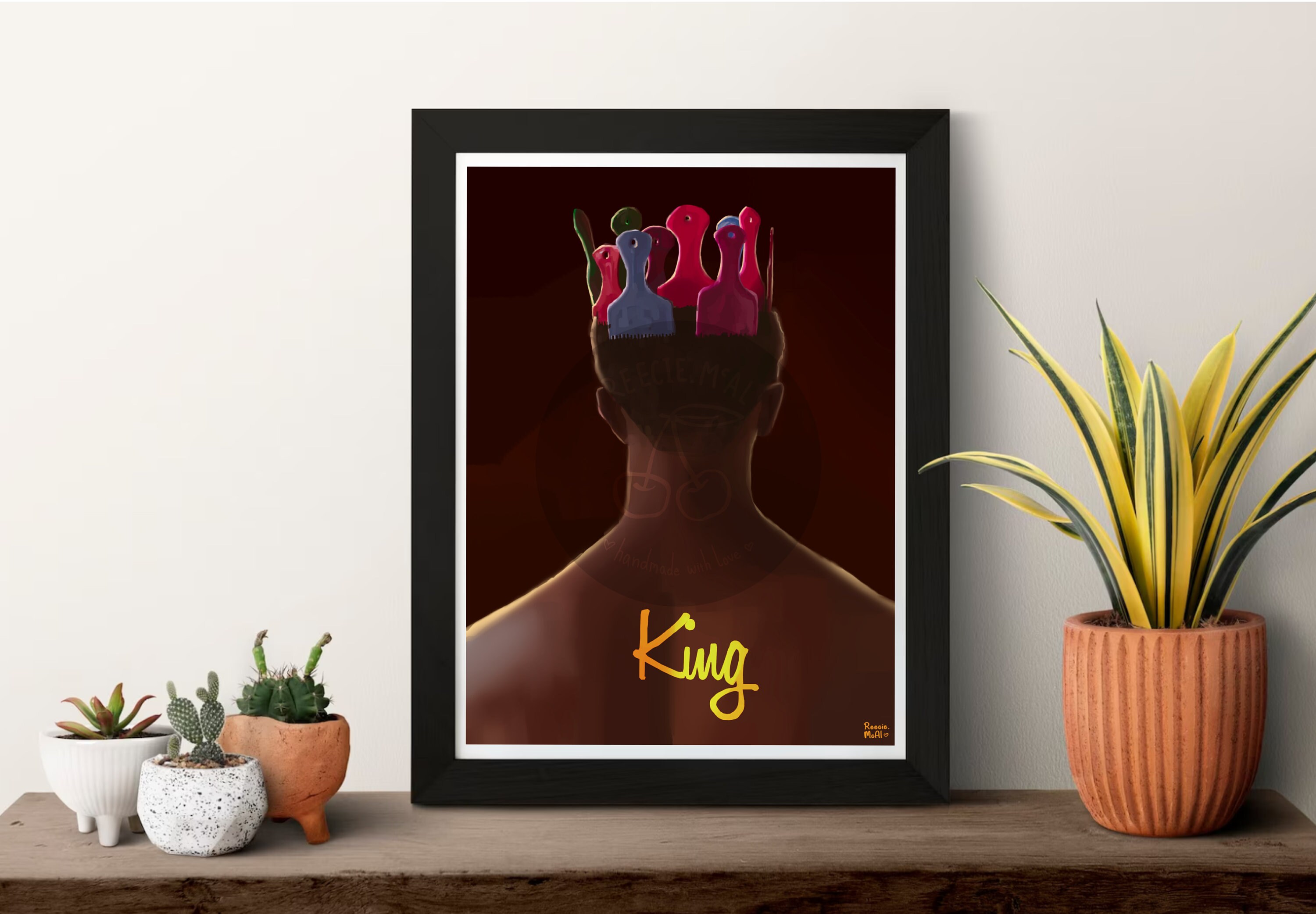 King Afro Pick Black Man Art Print, Minimalist Afro Comb Wall Art ...