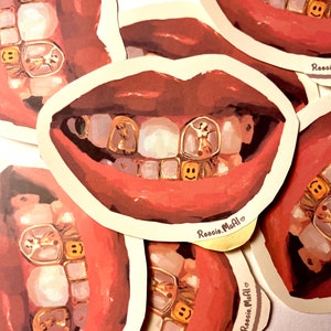 Sticker Matte Black Girl Sticker Grillz Sticker for Journaling Bullet ...