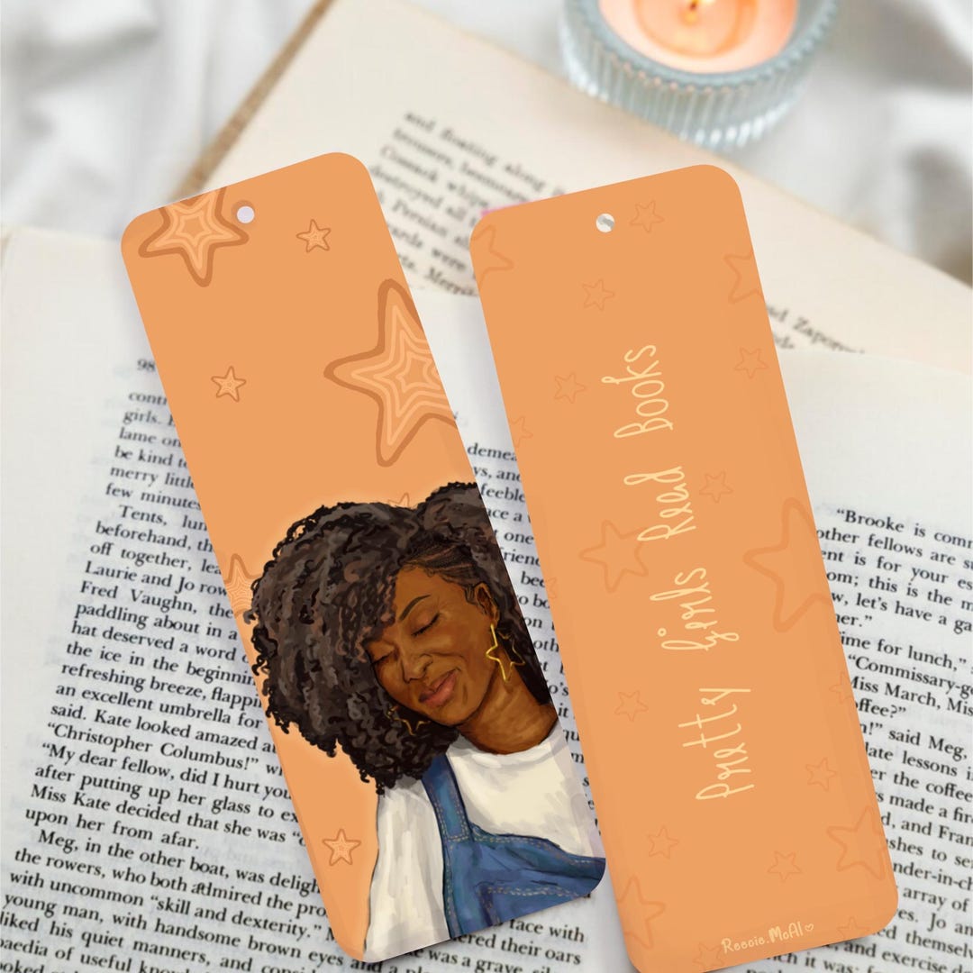Pretty Girls Read Books Afro Bookmark Black Girl Art Reading Accessory ...