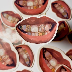 Sticker Matte Black Girl Sticker Grillz Sticker for Journaling Bullet ...