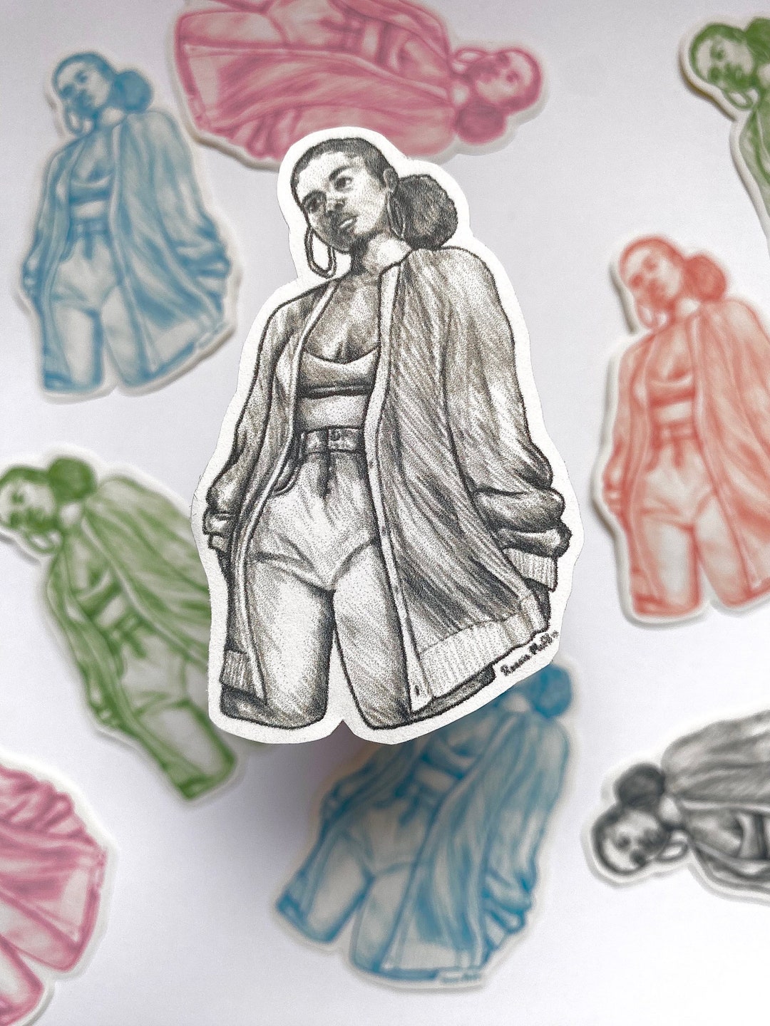 Sticker Matte Black Girl Sticker Minimalist Sticker for Journaling ...