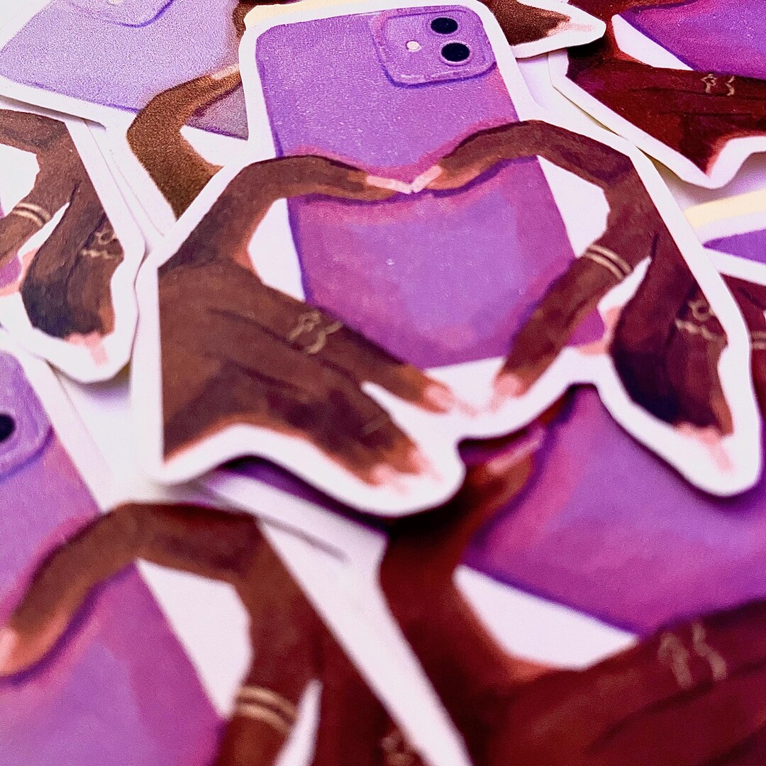 Sticker Matte Black Girl Sticker Love Heart Sticker for Journaling ...