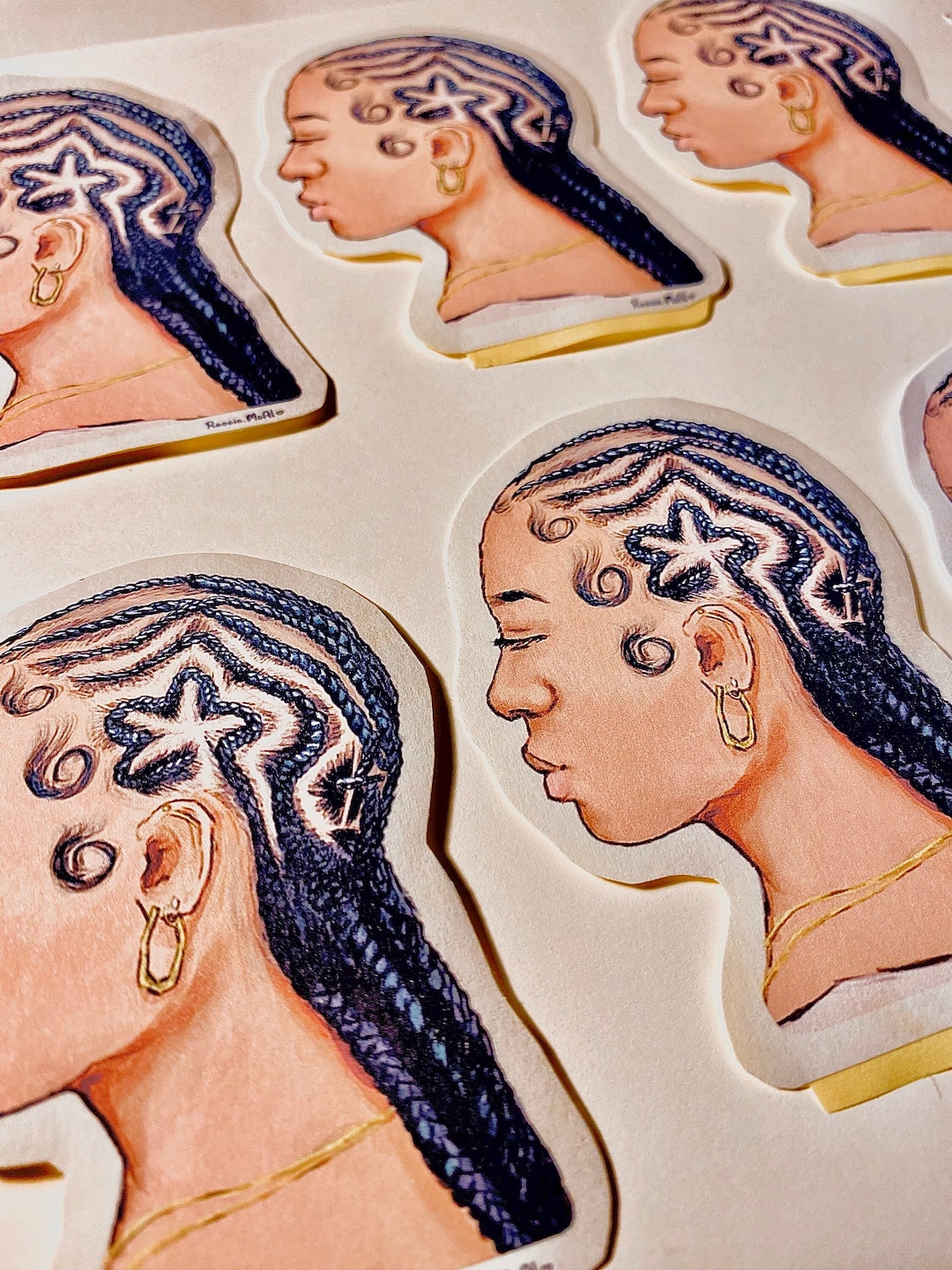 Braids Sticker for Bullet Journaling, Black Afro Hair Sticker, Gloss ...
