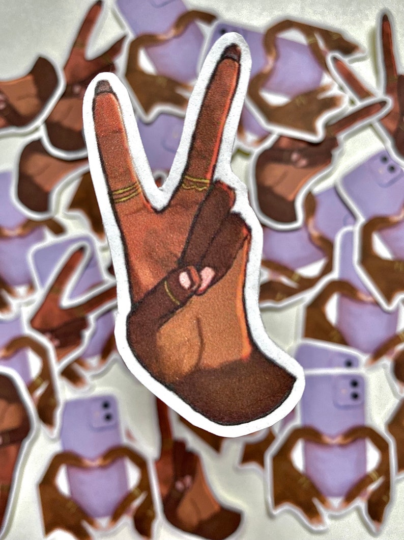 Peace Sign Sticker Glossy Matte Black Girl Sticker for Bullet Journal ...