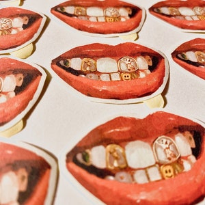 Sticker Matte Black Girl Sticker Grillz Sticker for Journaling Bullet ...