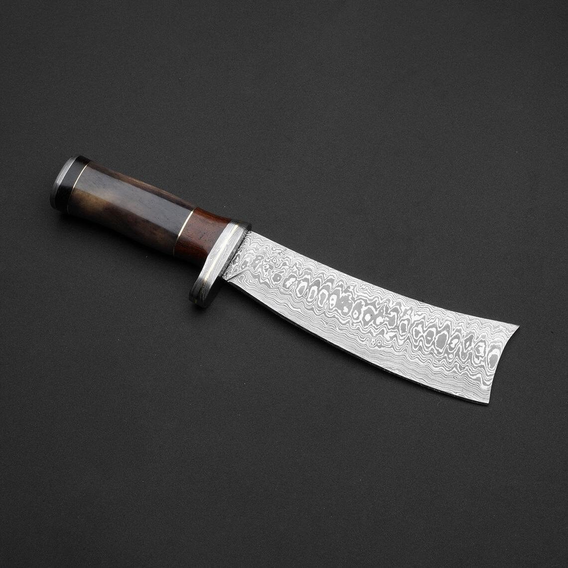 Damascus Machete With Beautiful Bone Handle Included Leather - Etsy UK