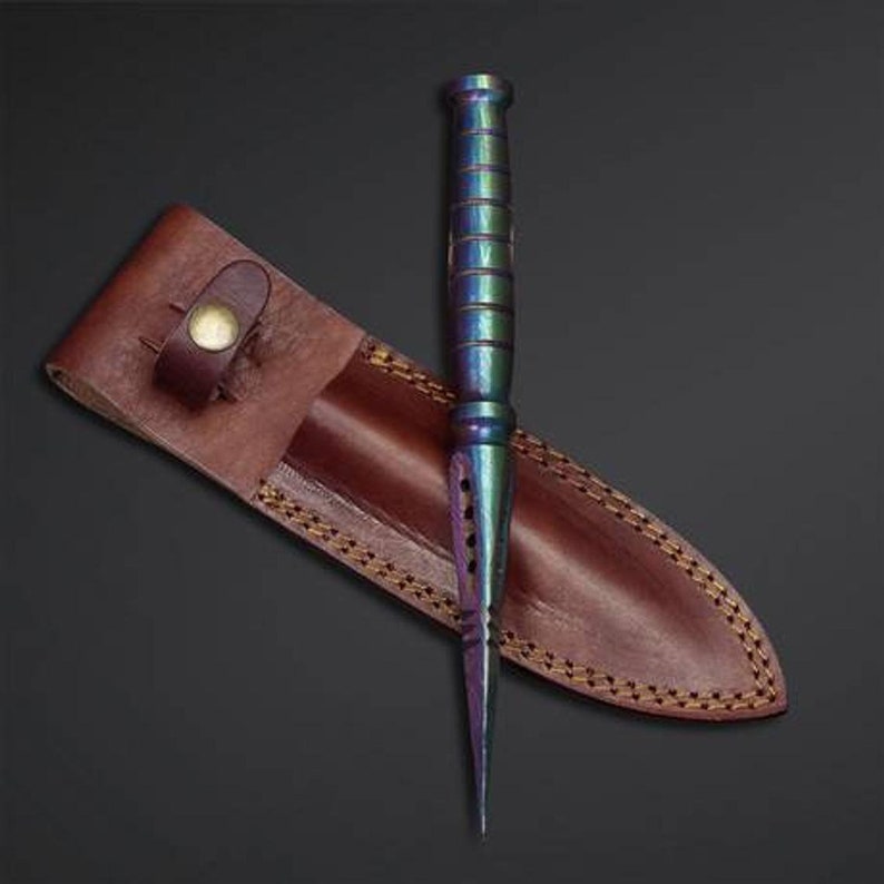D2 Steel Tri Dagger/ Spikes With Beautiful Handle Included Leather ...