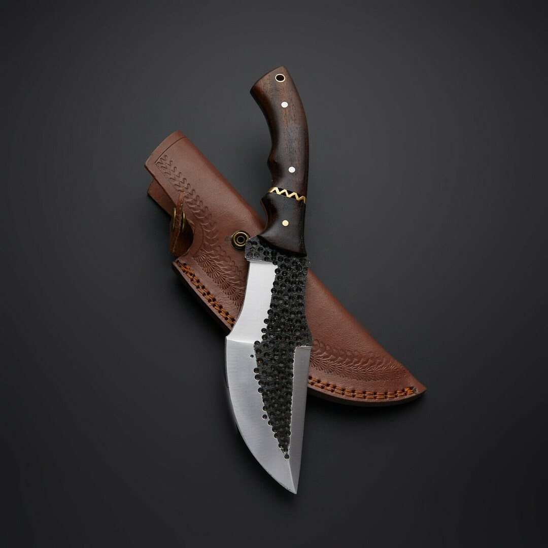 D2 Steel Tracker Knife With Wood Handle, Leather Sheath - Etsy