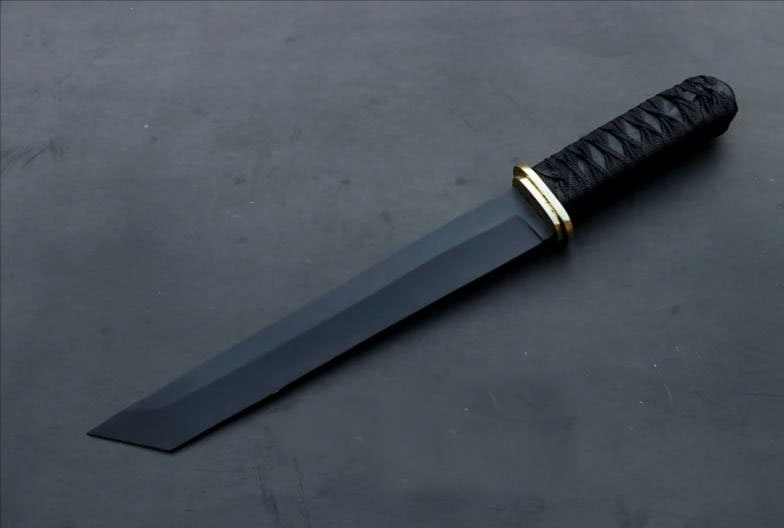 D2 Steel Tanto Knife Black Coated With Beautiful Wrapped Handle Included Leather Sheath - Etsy