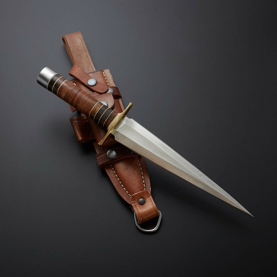 D2 Steel Dagger With Beautiful Leather Handle Included Leather Sheath ...