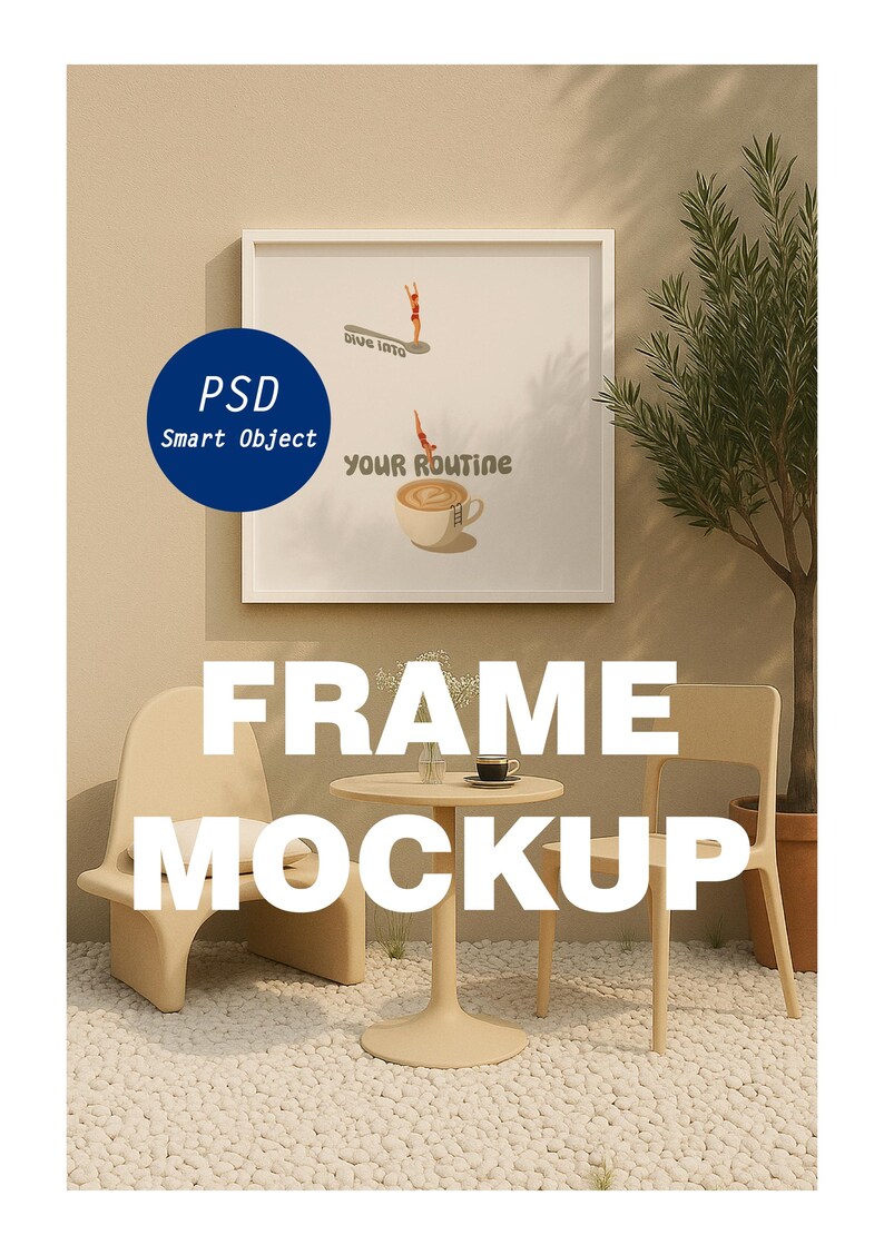 Square Frame Mockup PSD • Outdoor Wall Art Display • Minimal Poster ...