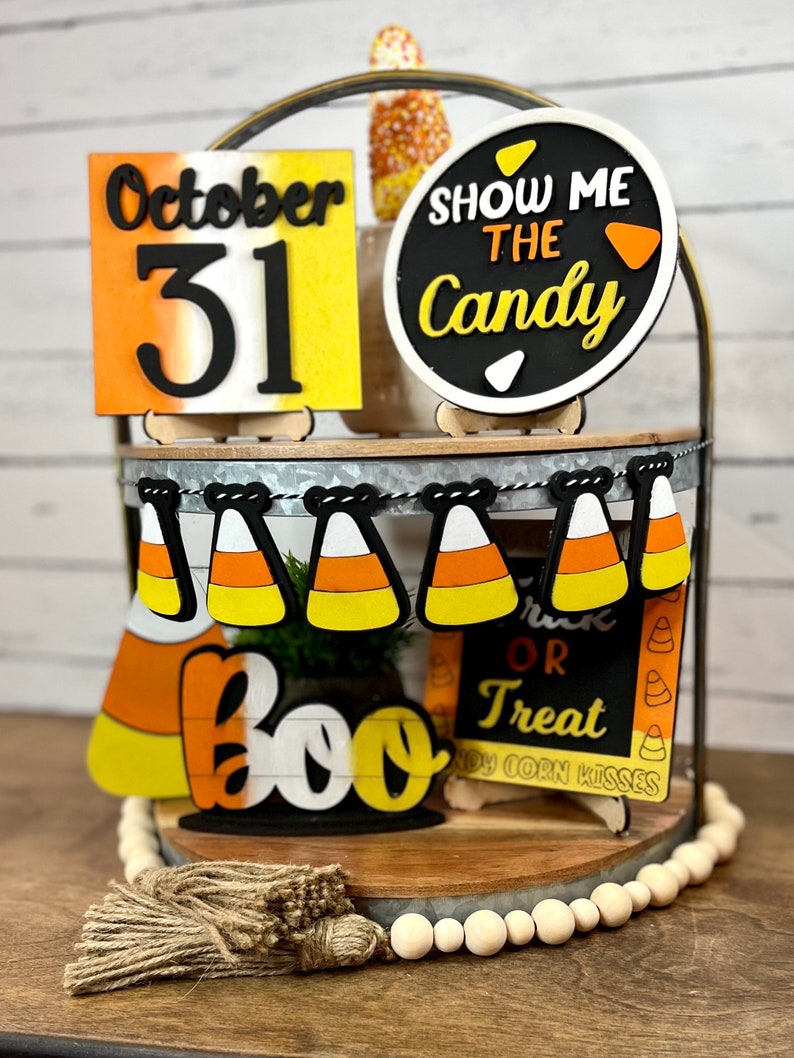 Candy Corn Tier Tray | Candy Corn Banner | Candy Corn | Halloween ...