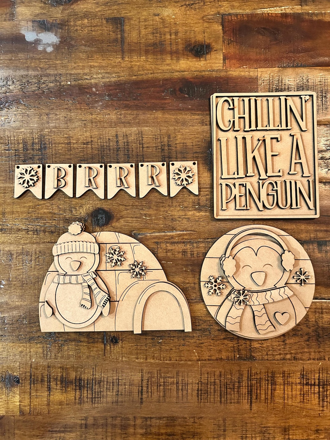 Penguin Tier Tray Set | Winter Cutouts | Penguin Cutouts | Laser Cut ...