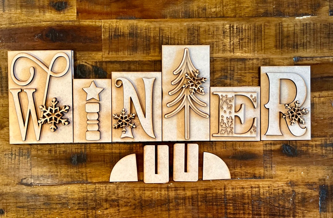 Winter Block Letters Winter Stand Winter Shelf Sitter Winter Sign - Etsy