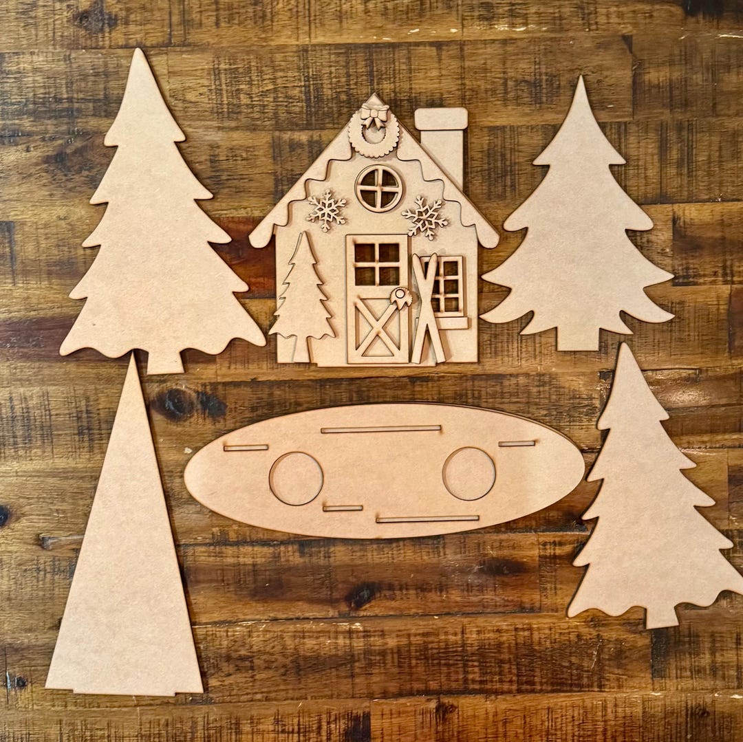 Winter Cabin Scene | Cozy Cottage Cutout | Winter Scene - Etsy
