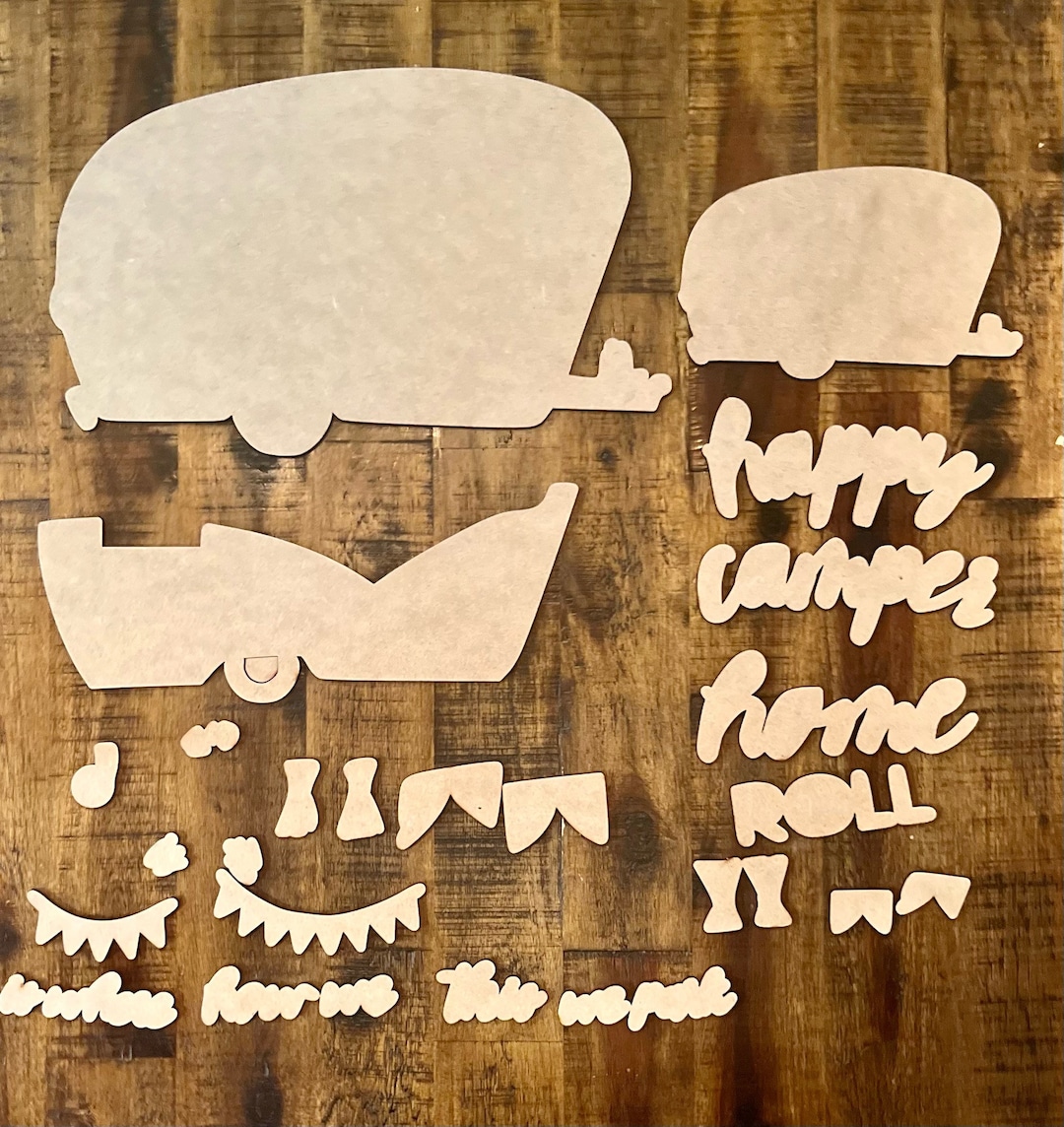 Happy Camper | Camper Cutouts | Camping DIY Decor | Camper MDF Cutout ...
