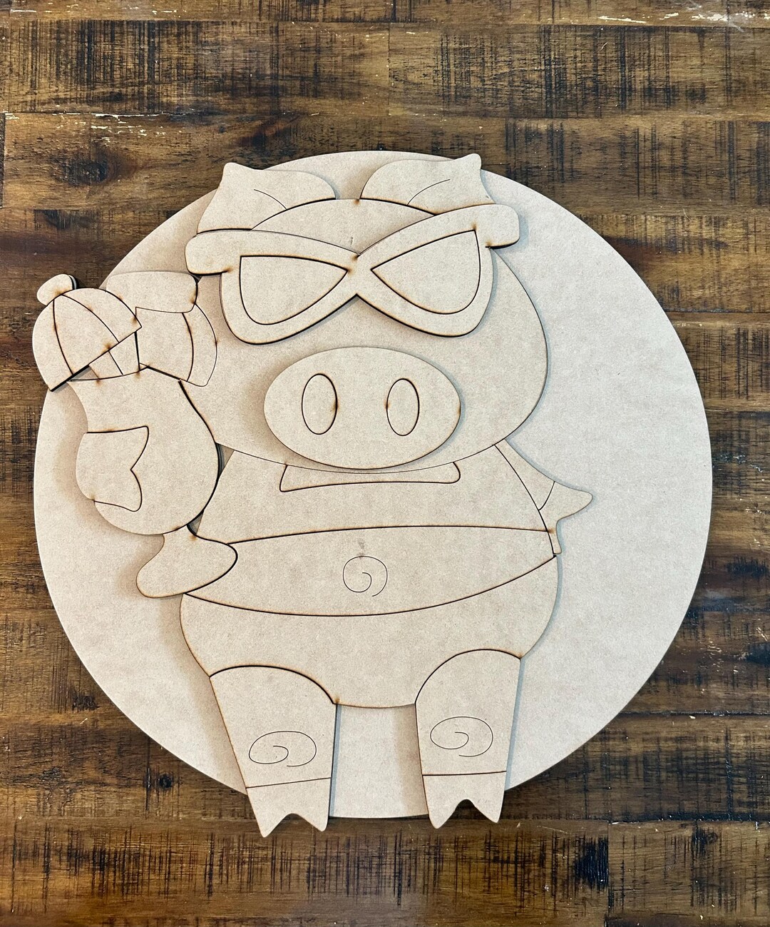 Pig in a Bikini Door Hanger | Pig Cutout | Pig With Glasses - Etsy