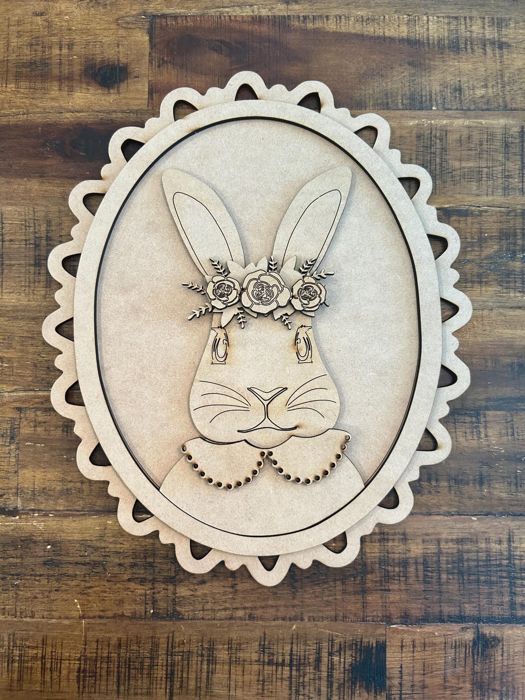 Girl Fancy Bunny | Bunny With Flowers | Bunny With Frame - Etsy