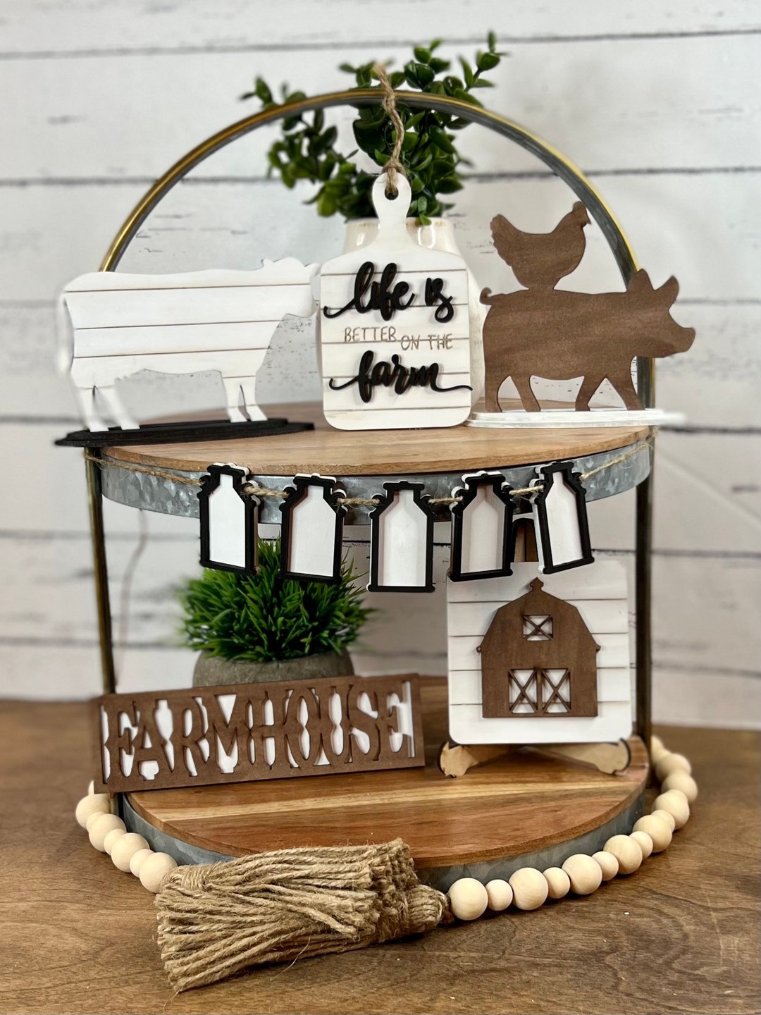 Farmhouse Tier Tray Set | Milk Jugs | Unpainted | Farmhouse |life is ...