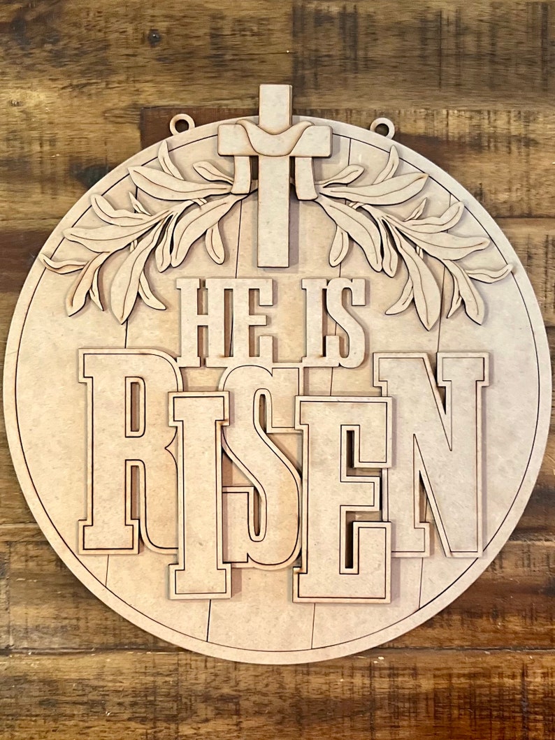 He is Risen Word Door Hanger W/shiplap Cross Easter Door Hanger - Etsy