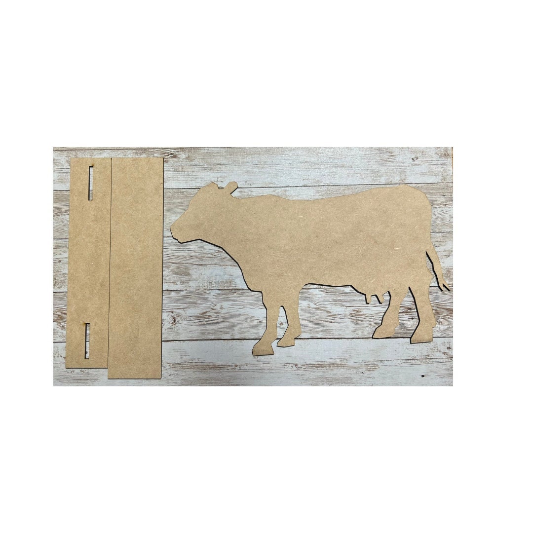 Standing Cow Wood Cutout, Cow Door Hanger, Wood Cow, Diy Cow ...