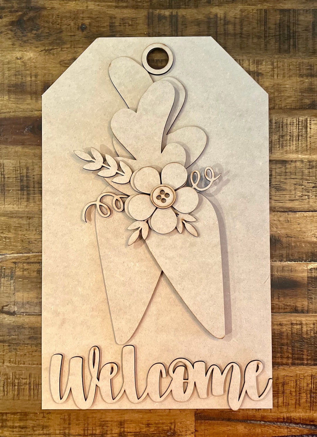 Carrot Door Tag With Flowers | Welcome Door Tag Sign | Easter Decor ...