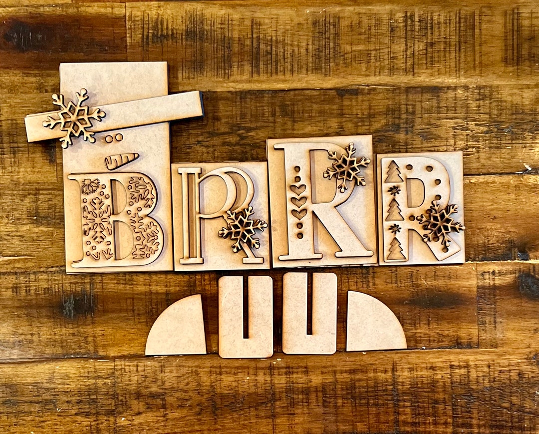 Brrr Word Block | Brrr Sign | Brrr Wood Cutout Sign | Snowman Brrr Sign ...