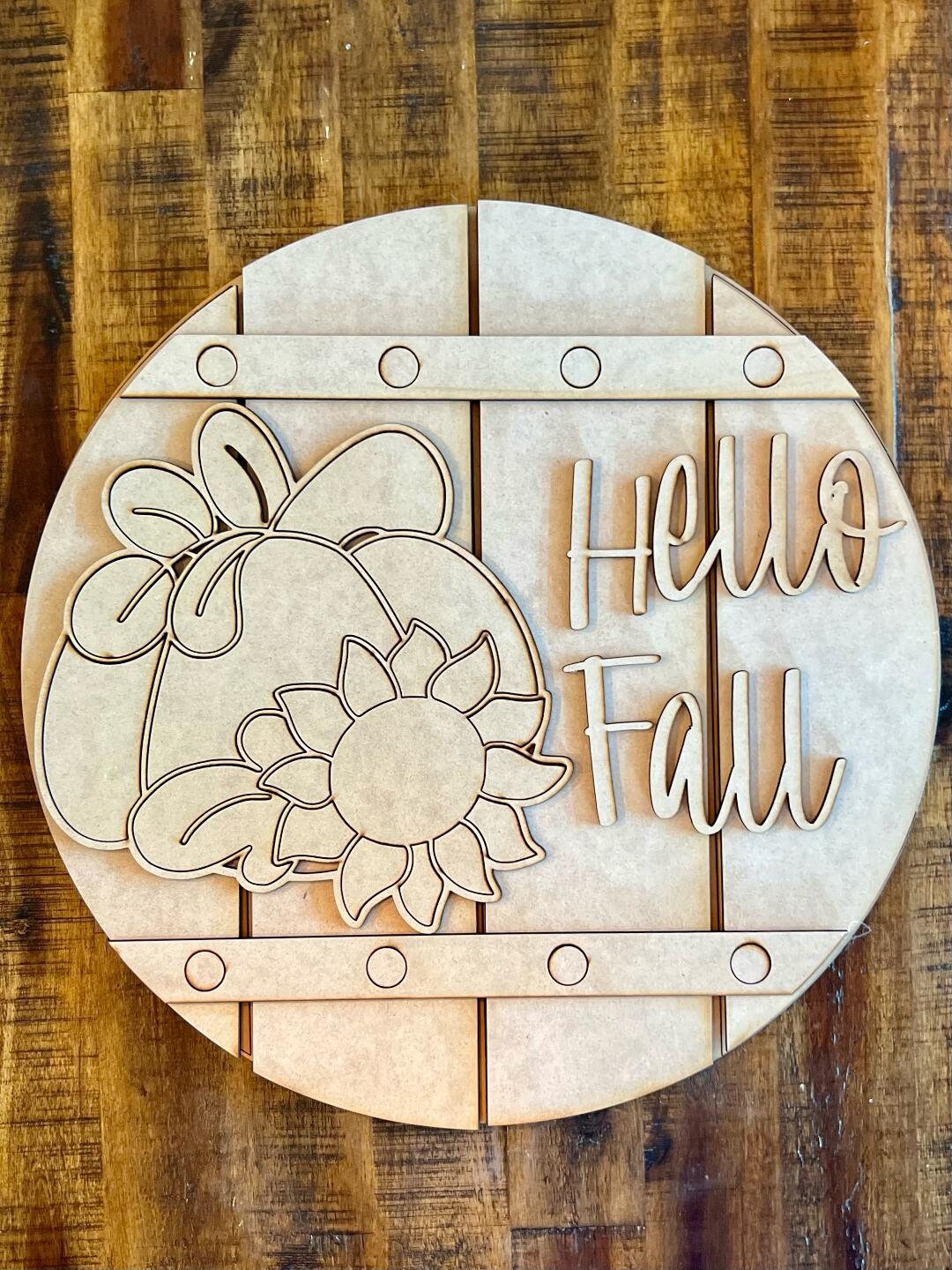 August Craft Box | Cutouts Only | Hello Fall Door Hanger | Fall Cutouts ...