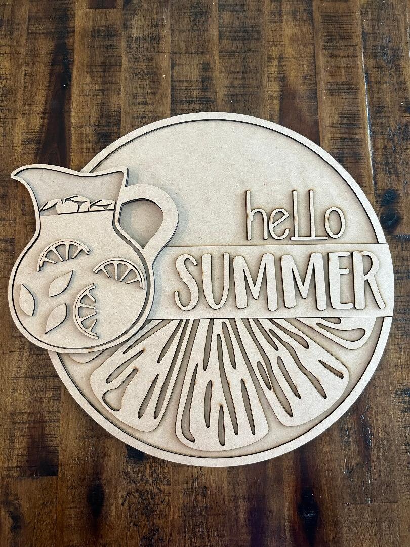 July Craft Box Cutouts Only Hello Summer Door Hanger Lemon Cutouts ...