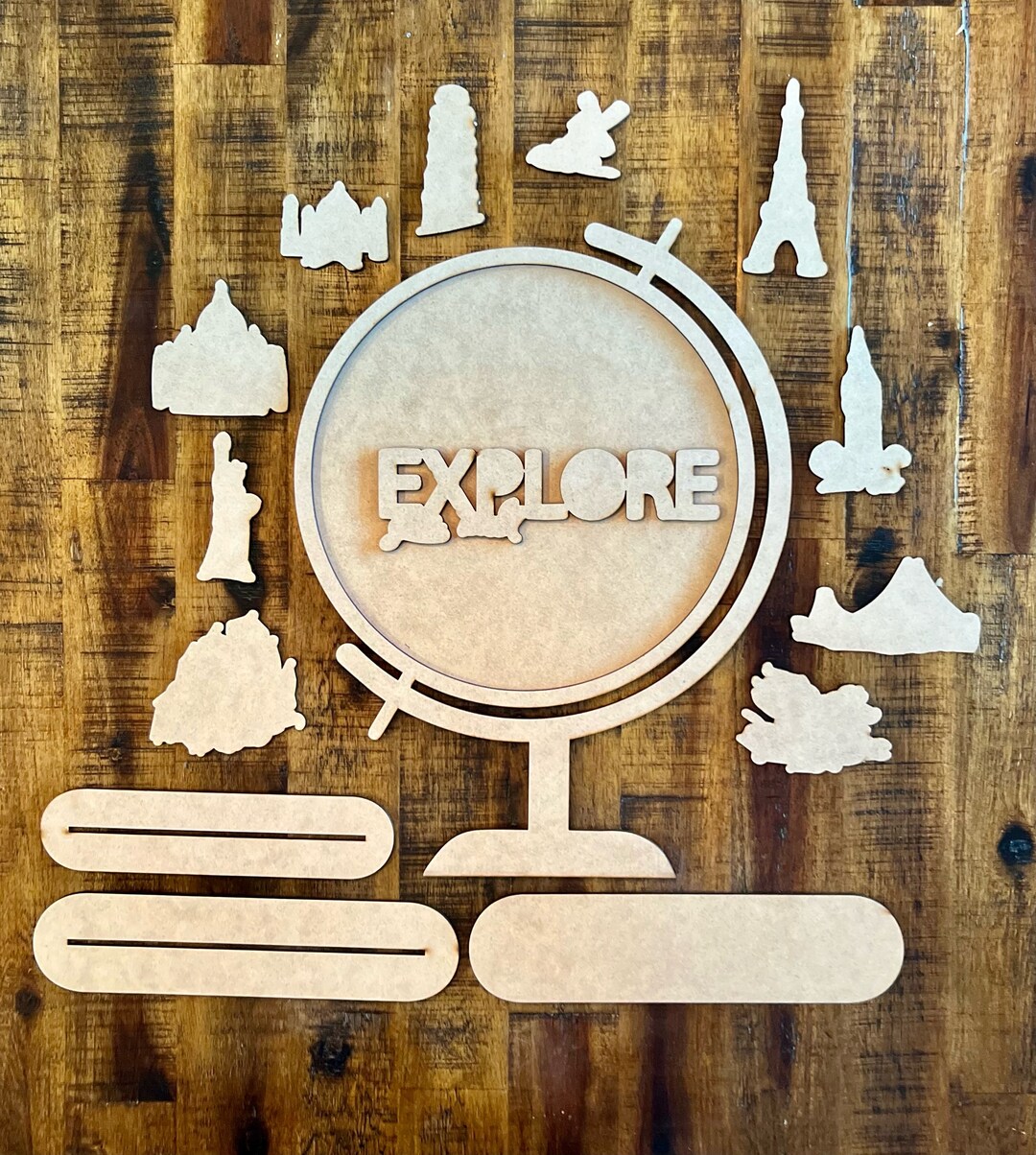Explore Your World | Globe Cutout | Laser Cut MDF | Landmark Cutouts - Etsy