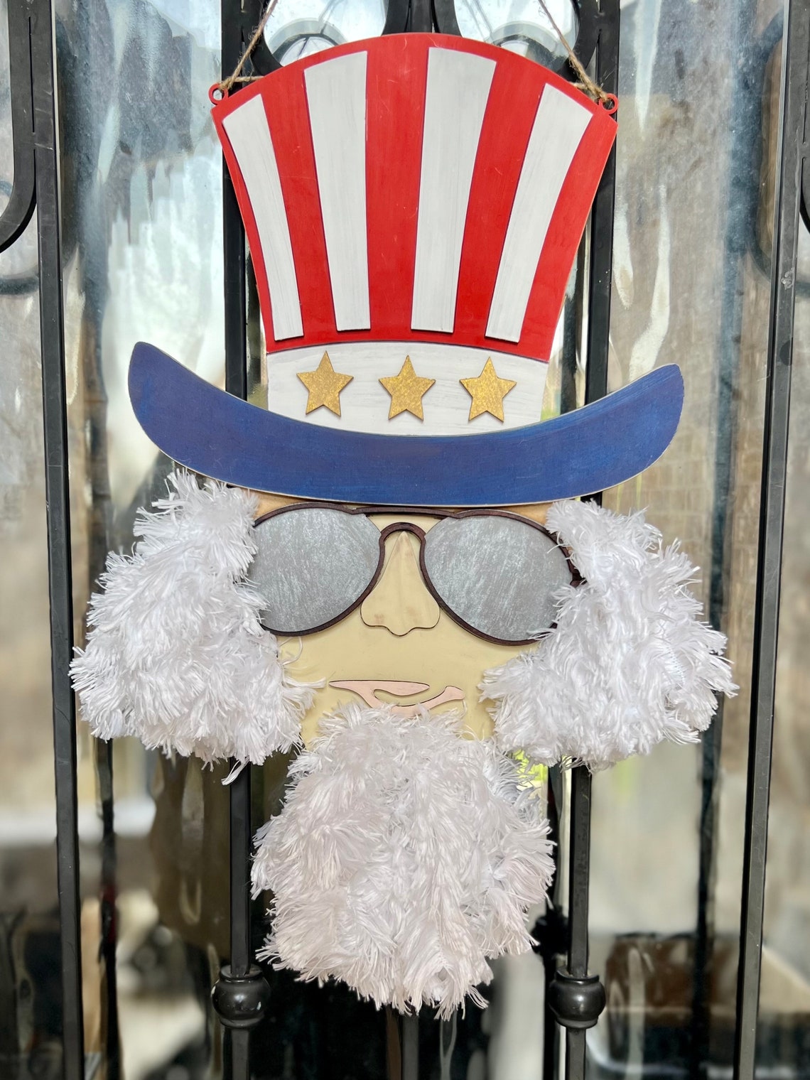 Rag Tie Uncle Sam | Uncle Sam Door Hanger | USA Decor | July 4th ...